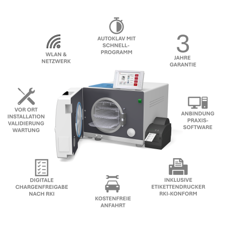 Class B Autoclave Premium 12L with SteriTrace Pro Assistent | Excellent ...